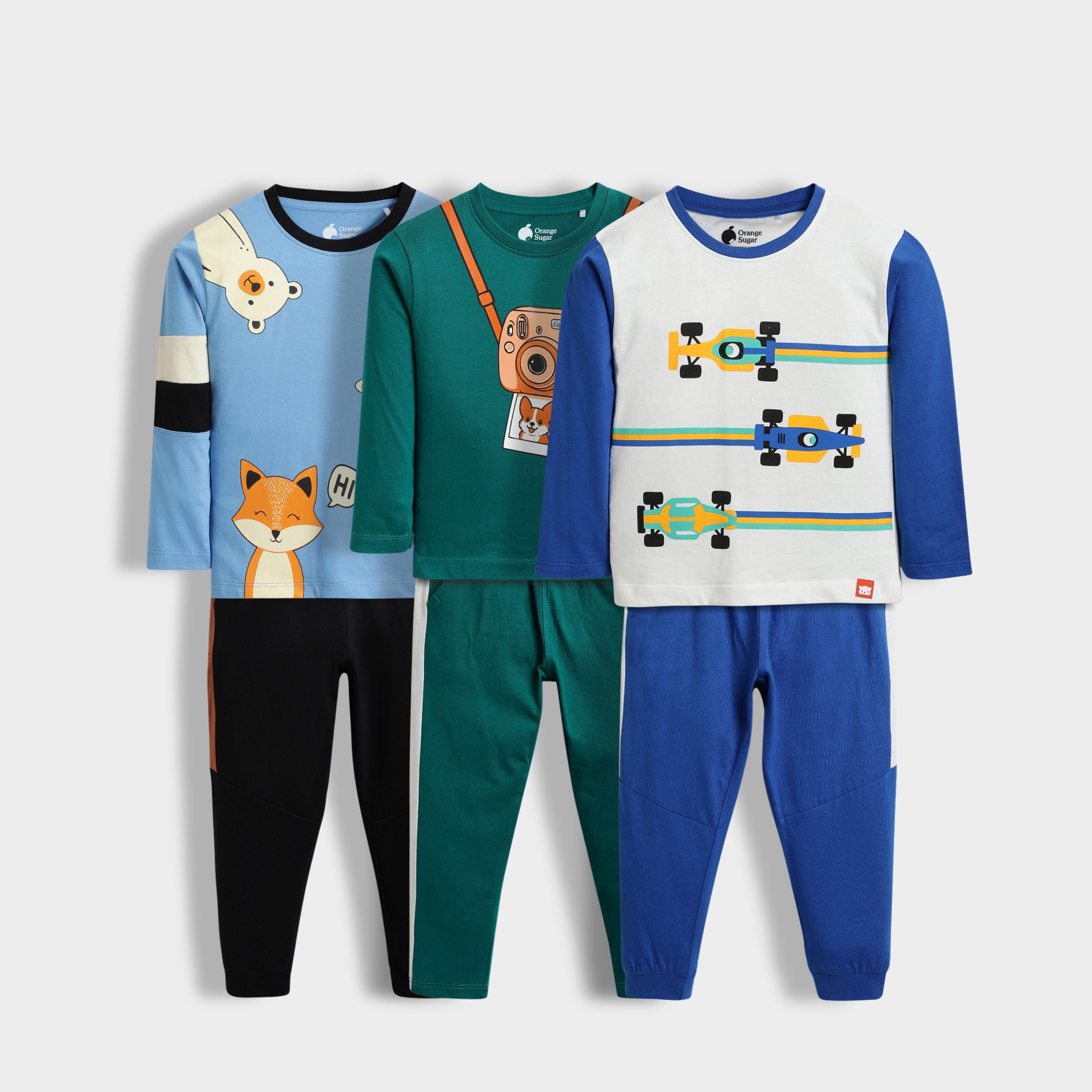 3 Pack Full Sleeves Unisex Co-ord Set | Peek A Boo, Camera, Racing ...